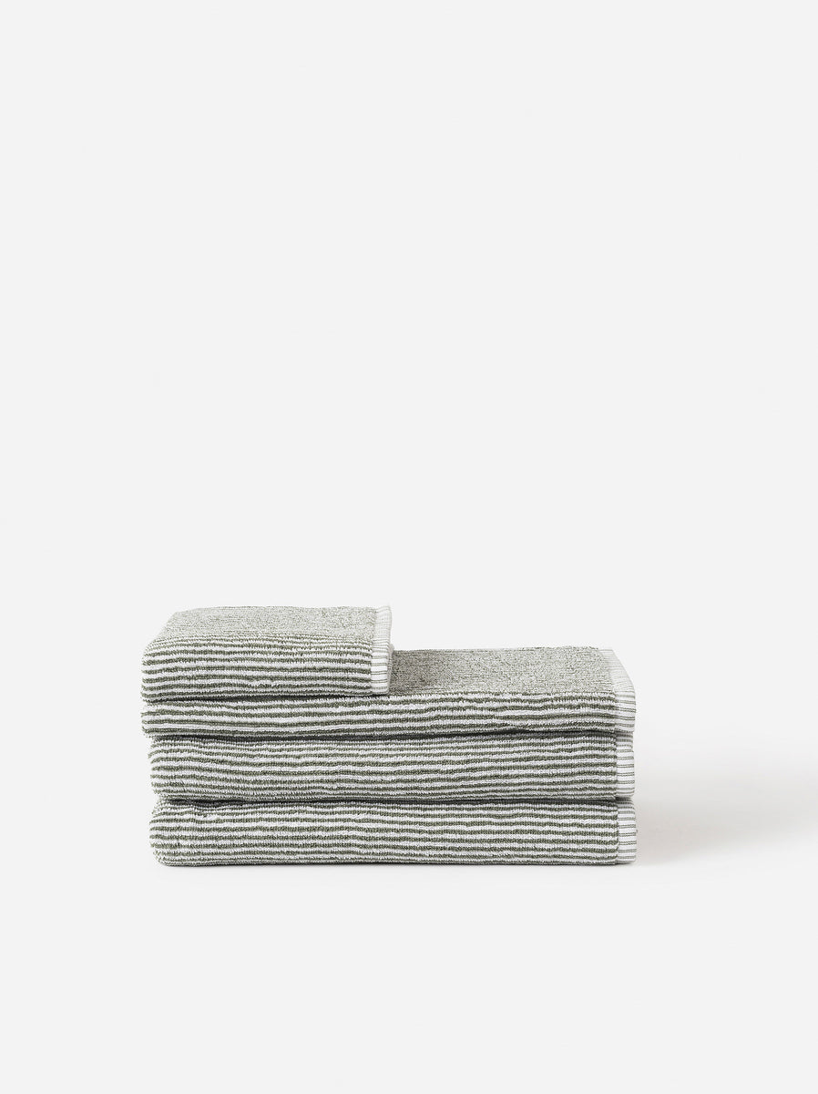 Stripe Cotton Bath Linen Olive/White – Tussocks Homeware